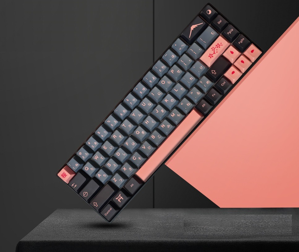 [Local Ready] 129 keys Night Sakura Keycap black pink 8008 olivia ...