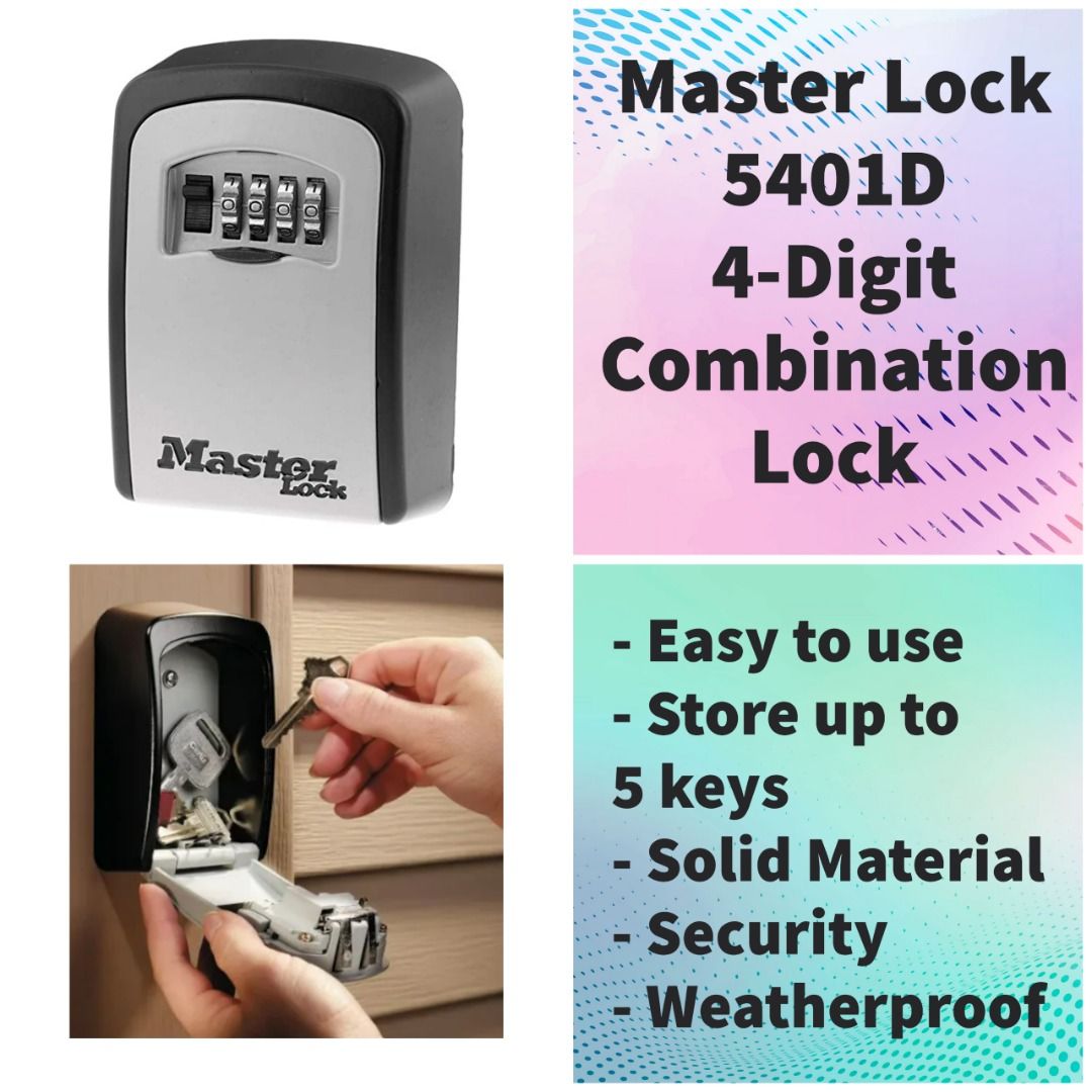 Master Lock 5401D 4-Digit Combination Lock, Furniture & Home Living ...