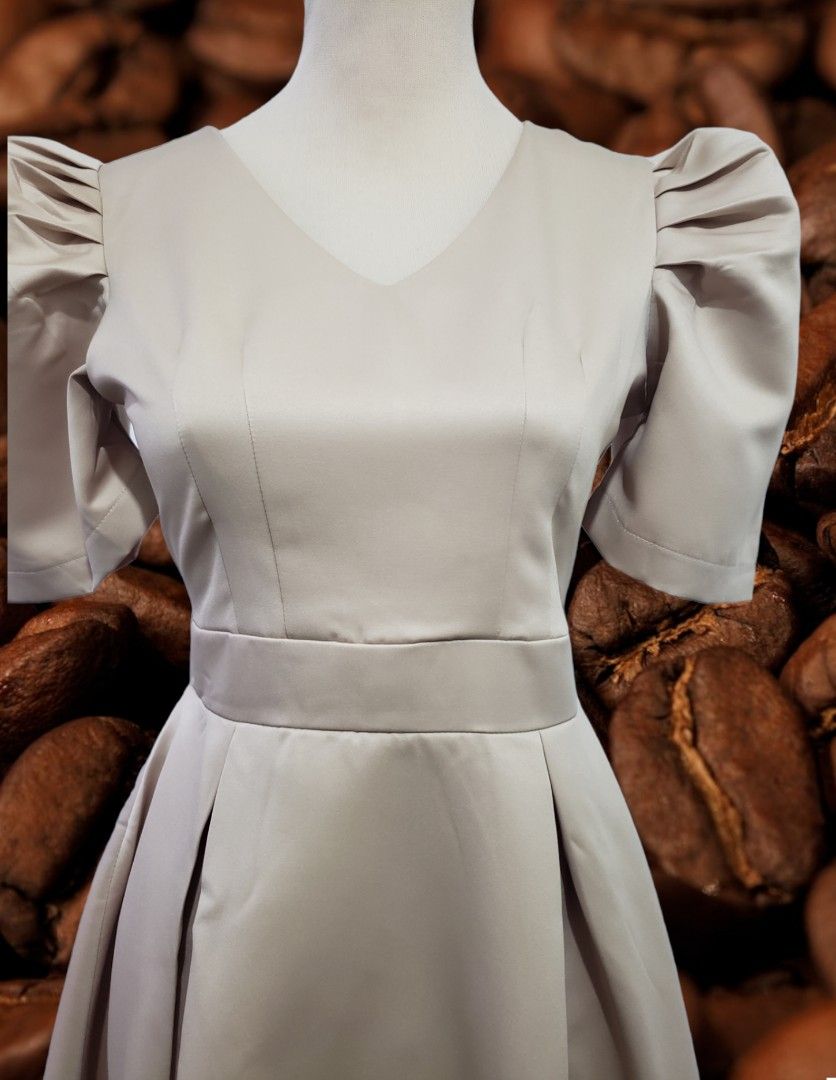 Modern Filipiniana Dress V-neck Style Champagbe or Nude Color ...