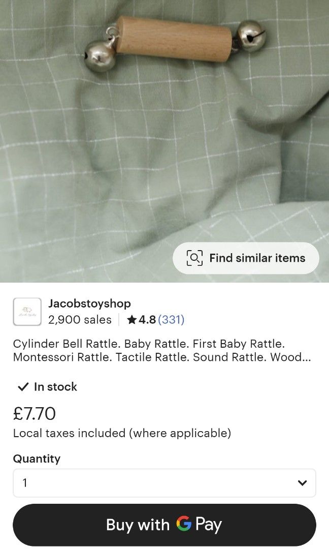 Montessori Bell Rattle, Babies & Kids, Infant Playtime on Carousell