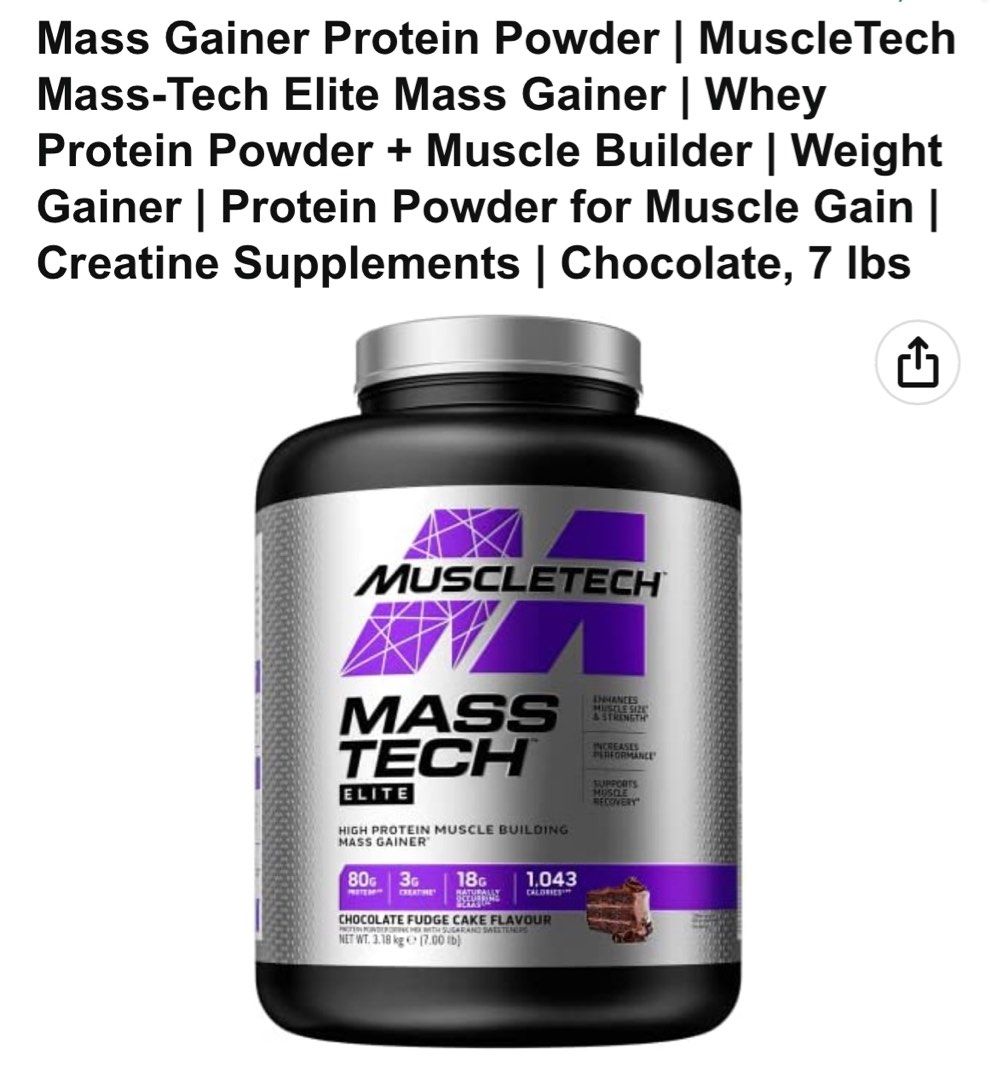 Muscletech mass gainer, Health & Nutrition, Health Supplements, Health ...