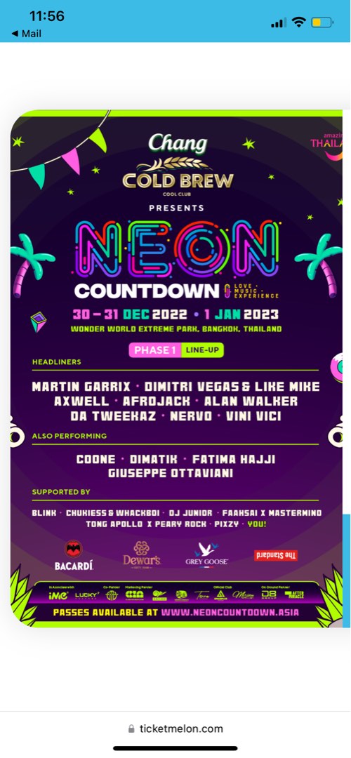 Neon Countdown Ticket, Tickets & Vouchers, Event Tickets on Carousell
