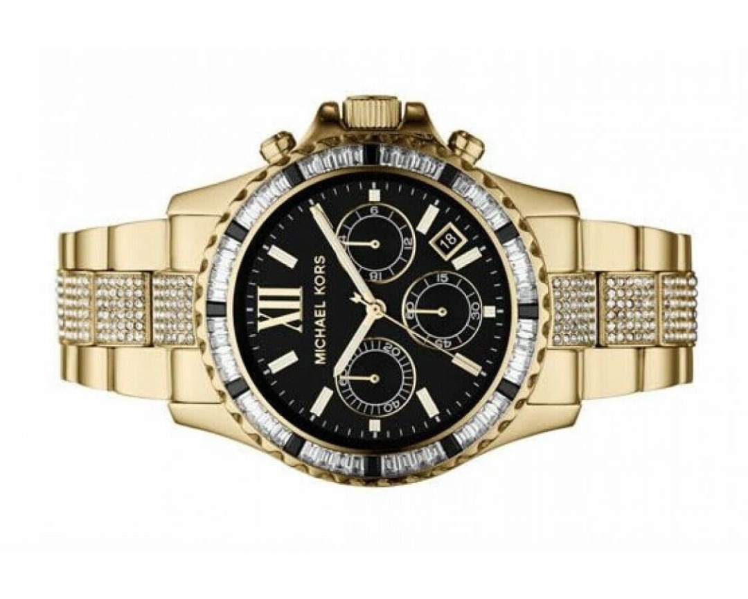 New Michael Kors Women's Everest Watch Black Dial Crystals (MK5828 ...