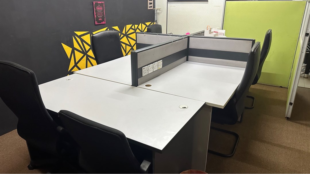 Combined office tables with 3 socket plus, Furniture & Home Living ...