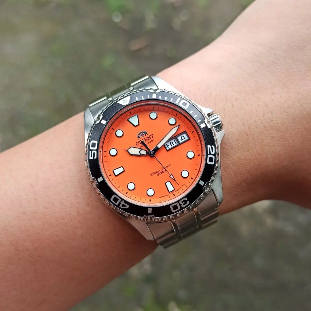 Orient Ray 2 - Raven II Orange Divers Watch, Men's Fashion, Watches ...