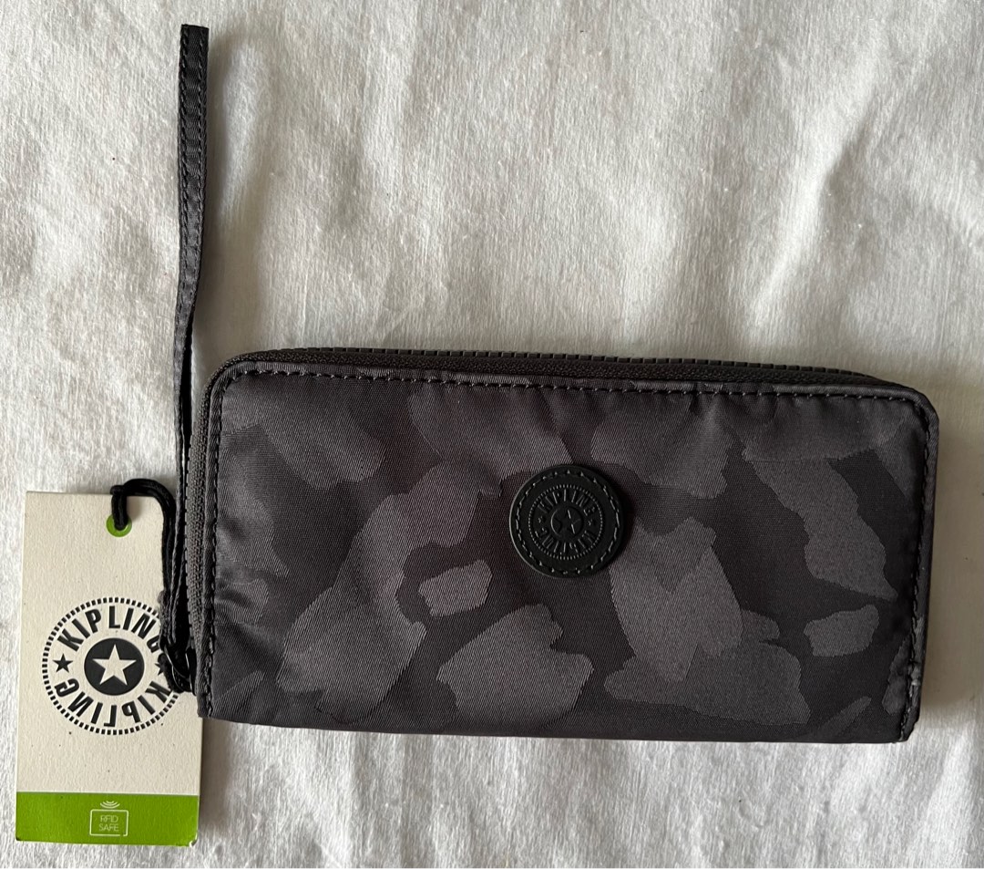 Original Kipling Imali Long Wallet (Charcoal Jacquard), Women's Fashion ...