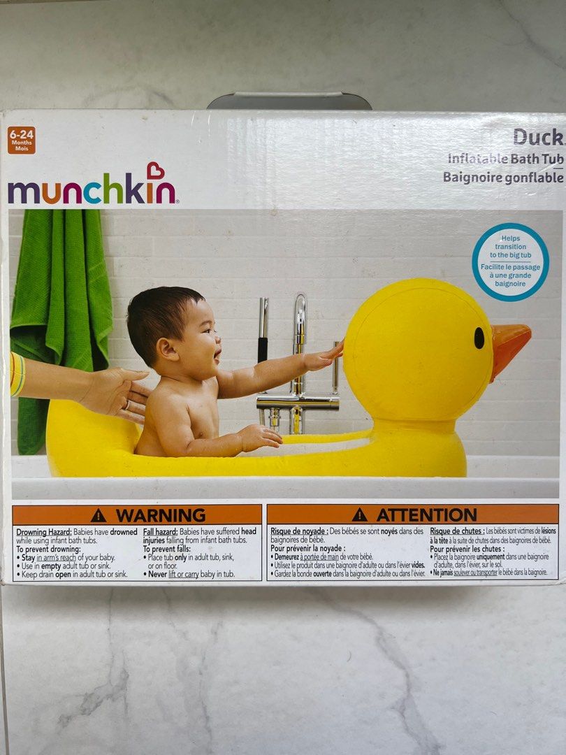 Original munchkin white hot inflatable safety duck bath tub, Babies ...