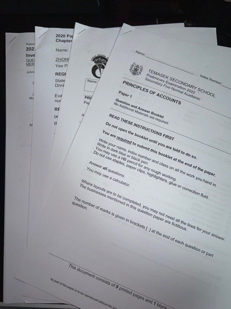 POA 2020-2021 school prelim pratice papers ( answers included ...