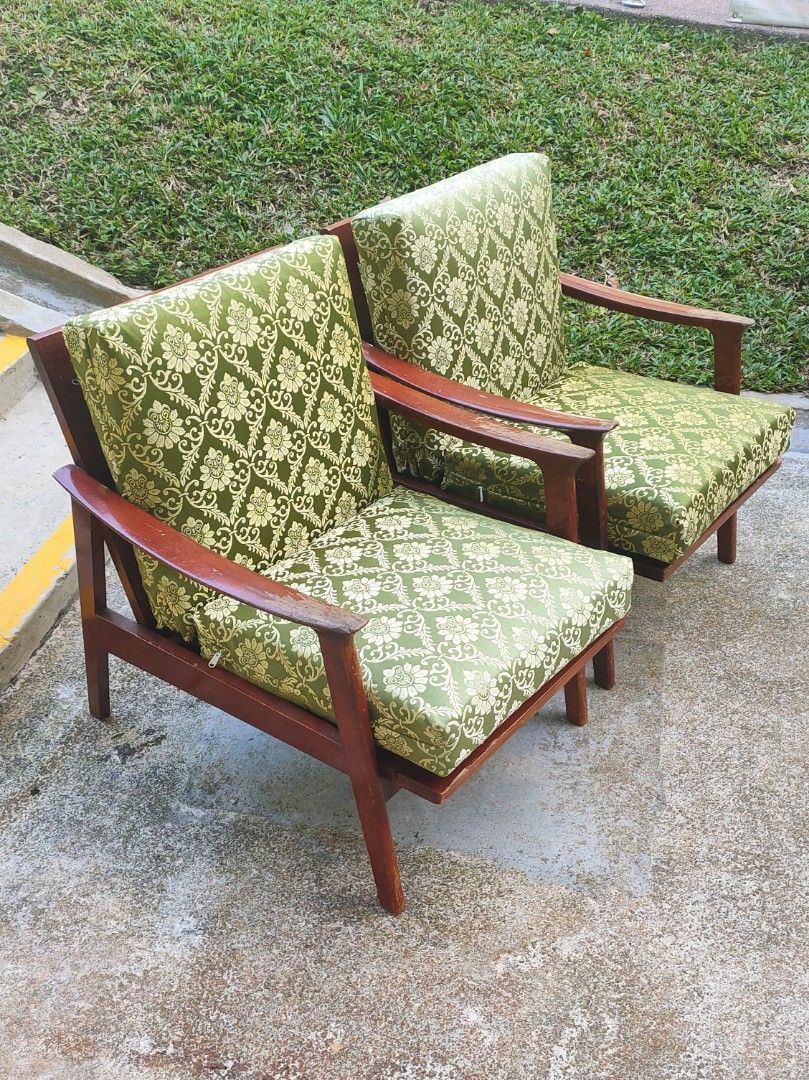 *PRE-LOVED* Pak Awang Retro Vintage Wood Chair 2 Single Seater with ...