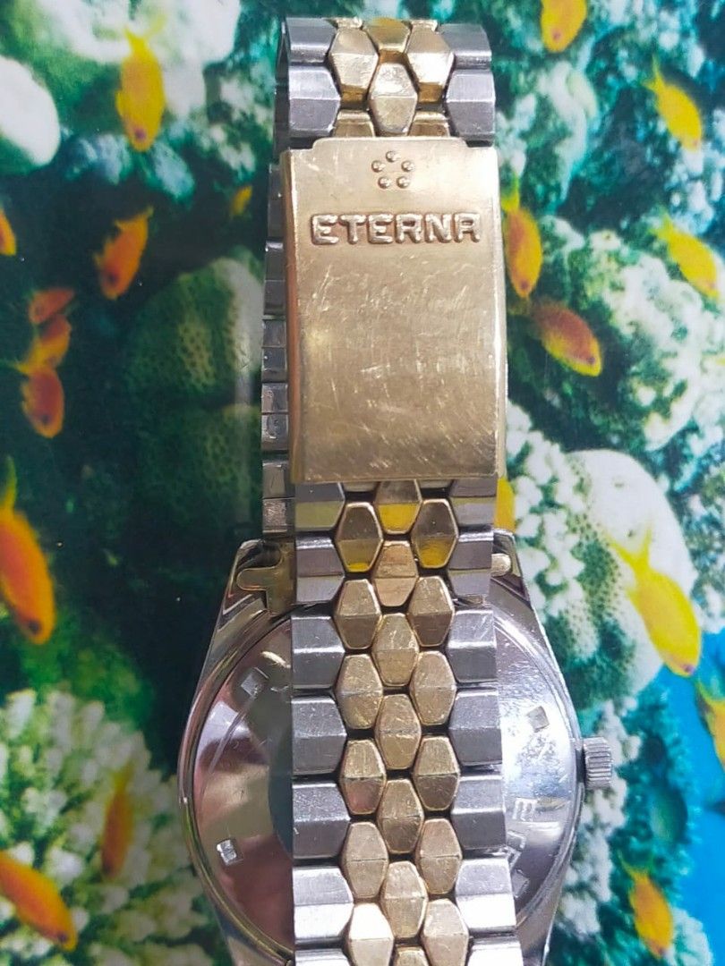 Rare vintage Eterna Matic 1000 5 star gold fluted bezel Swiss made ...