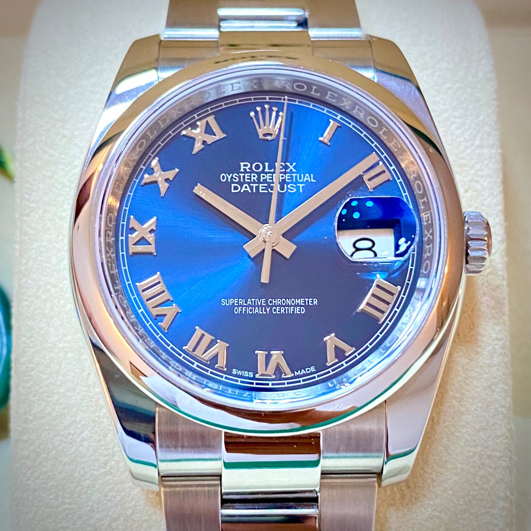 Rolex Datejust 36 Bright Blue Roman Dial, Luxury, Watches on Carousell