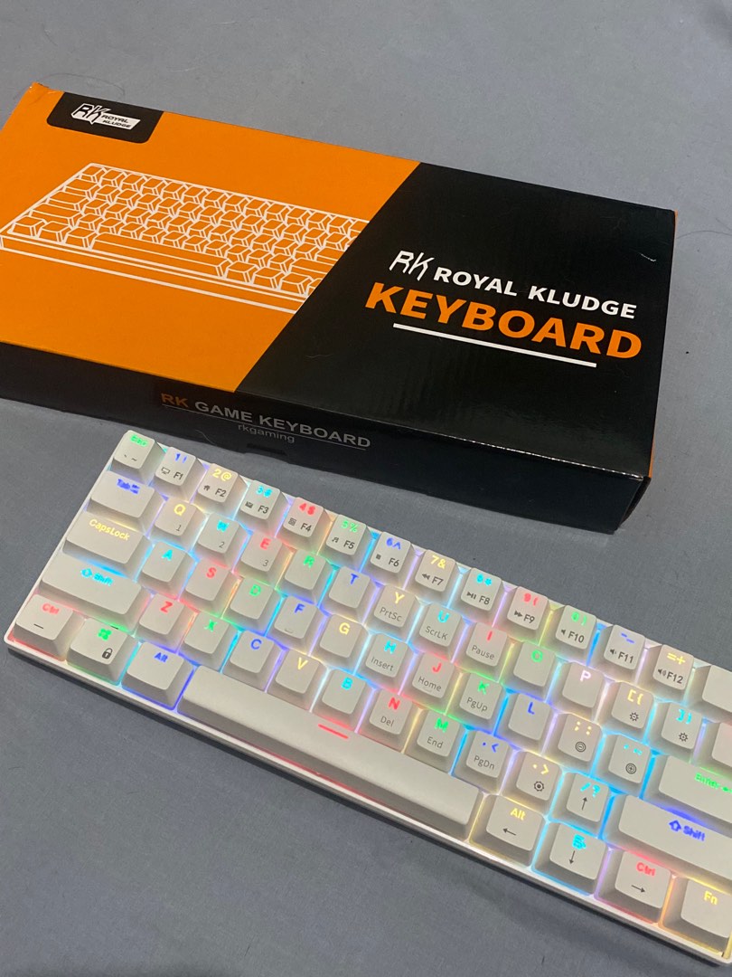 Royal Kludge RK61 Three Mode RGB Hotswap 60% Gaming Mechanical White Keyboard, Computers & Tech ...