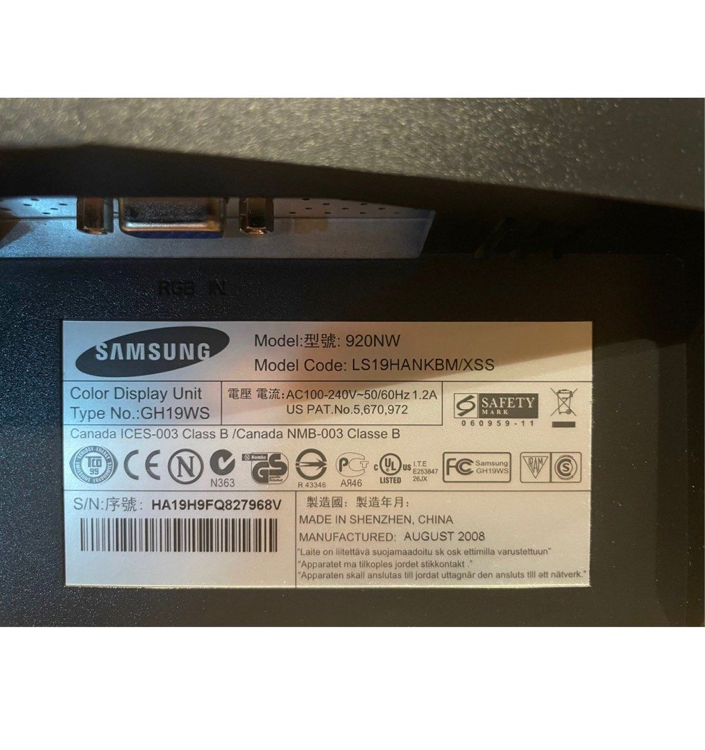 SAMSUNG 920NW monitor, Computers & Tech, Parts & Accessories, Monitor ...