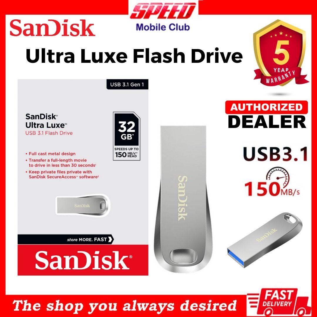 SanDisk Ultra Luxe USB 3.1 Flash Drive (32GB & 64GB & 128GB) | Upto ... SanDisk Ultra Luxe USB 3.1 Flash Drive (32GB & 64GB & 128GB) | Upto ...