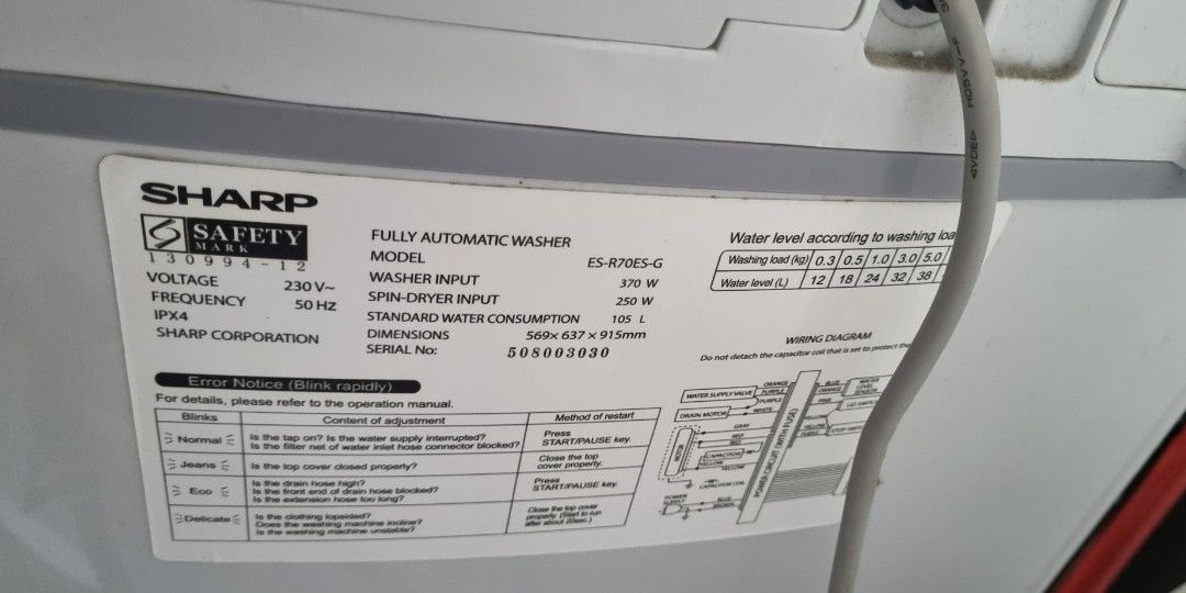 Sharp Top load washing machine, TV & Home Appliances, Washing Machines ...