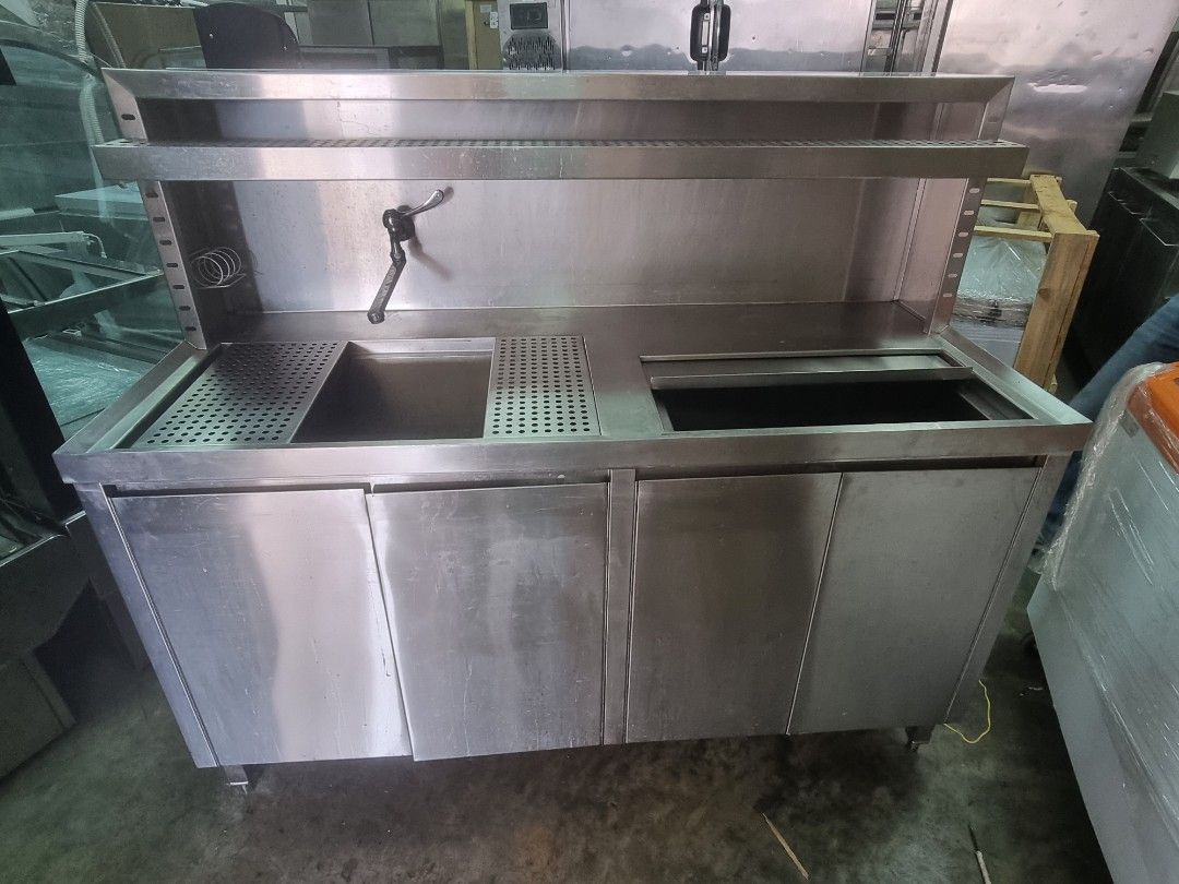 Sink Icebin Bubble Tea Counter Sink c/w Icebin Cabinet Stainless Steel ...