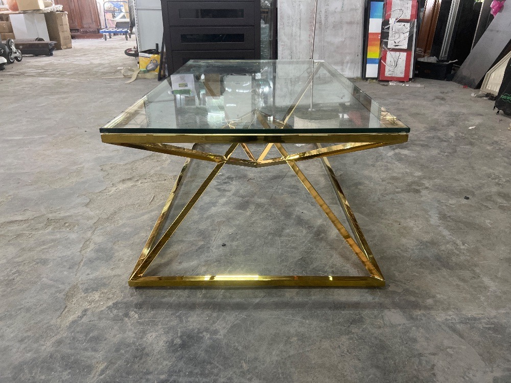 (S)Long White Golden Frame Coffee Table / Meja Kopi Bingkai Emas Putih ...