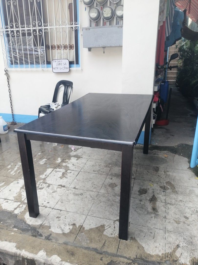 table with 6 chairs (bawas gamit), Furniture & Home Living, Furniture ...