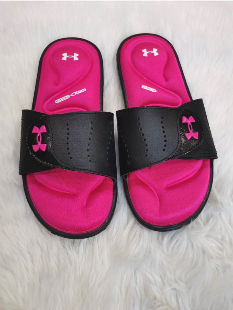 Under Armour Ignite IX BlackPink Slides, Women's Fashion, Footwear ...