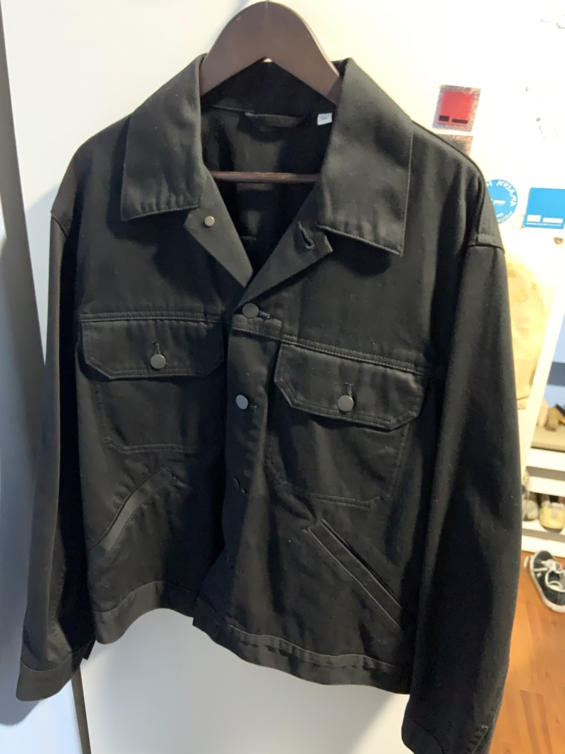 Uniqlo U black trucker jacket, Men's Fashion, Coats, Jackets and ...