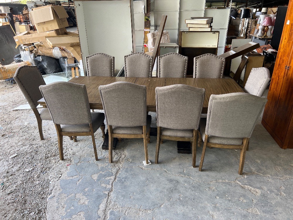 Wooden 10-Seater Dining Table set with 10 Chairs / Set Meja Makan 10 ...