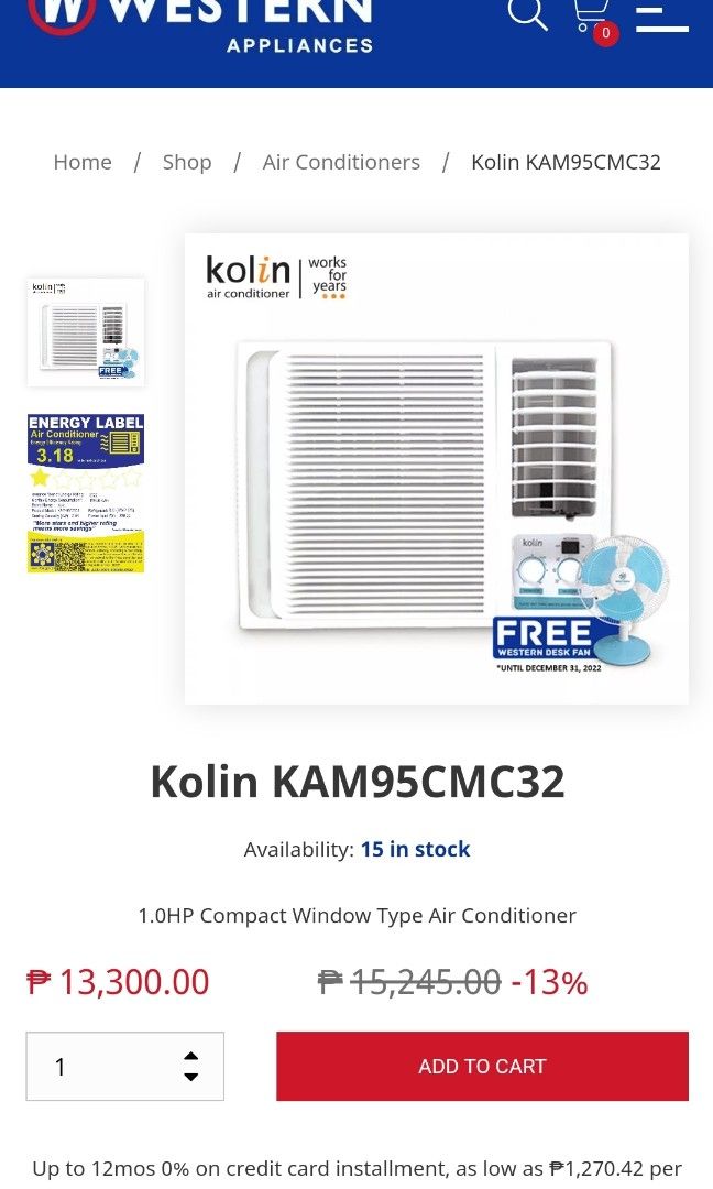 1HP kolin non inverter window type aircon, TV & Home Appliances, Air ...