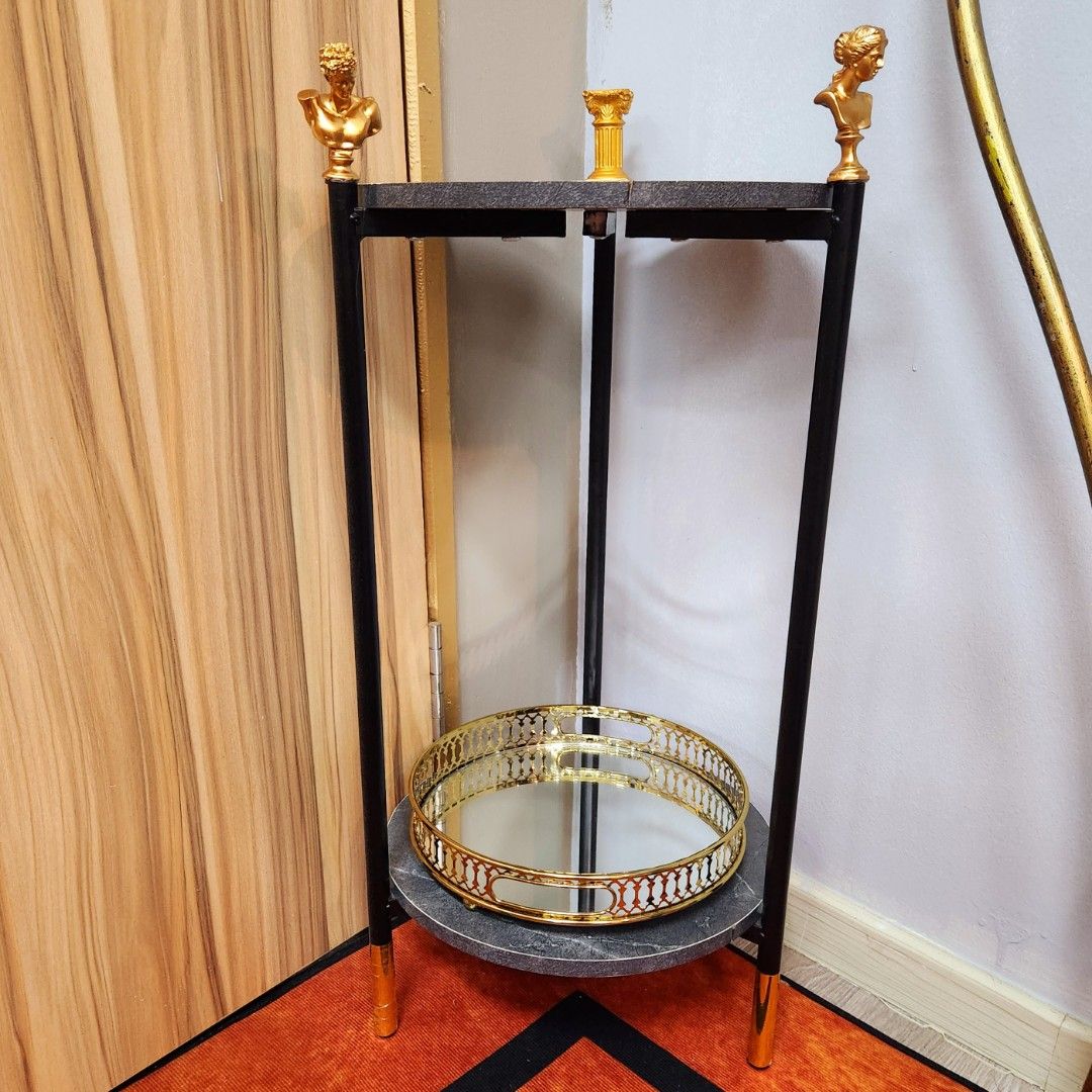 31xH60 Shelf H45 cm Gold Statue Black Lamimate Metal Shelving With ...