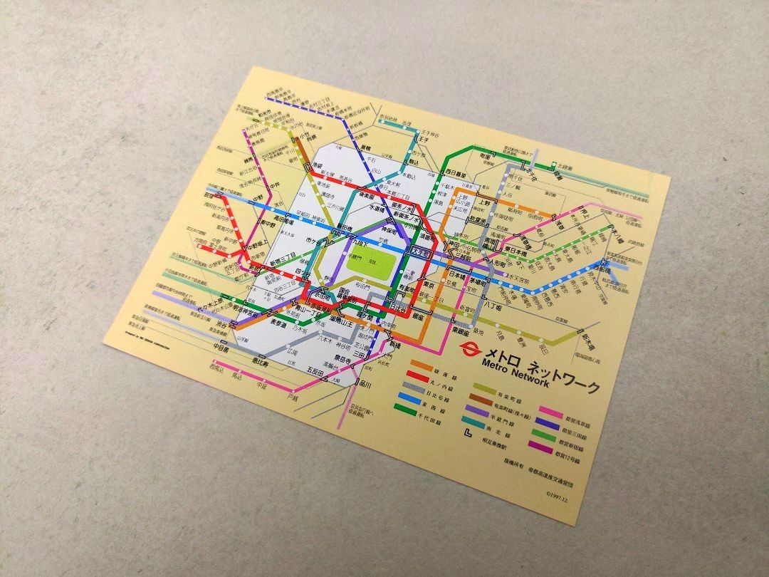90年代 日本東京鐵路路線圖 90's Tokyo Metro Network 銀座線 丸之內線 日比谷線 有樂町線 都營線 地下鐵 地鐵 都 ...
