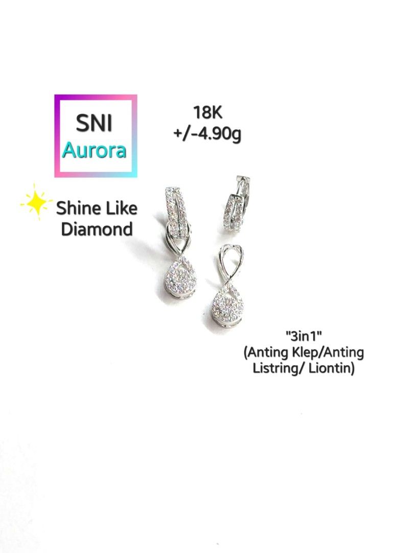 Anting emas putih 75% tanya harga dulu, Fesyen Wanita, Perhiasan di ... Anting emas putih 75% tanya harga dulu, Fesyen Wanita, Perhiasan di ...