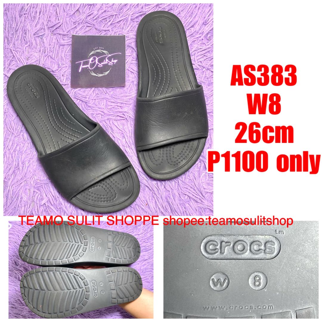 As383 CROCS BLACK SLIDE W8, Women's Fashion, Footwear, Slippers and slides on Carousell