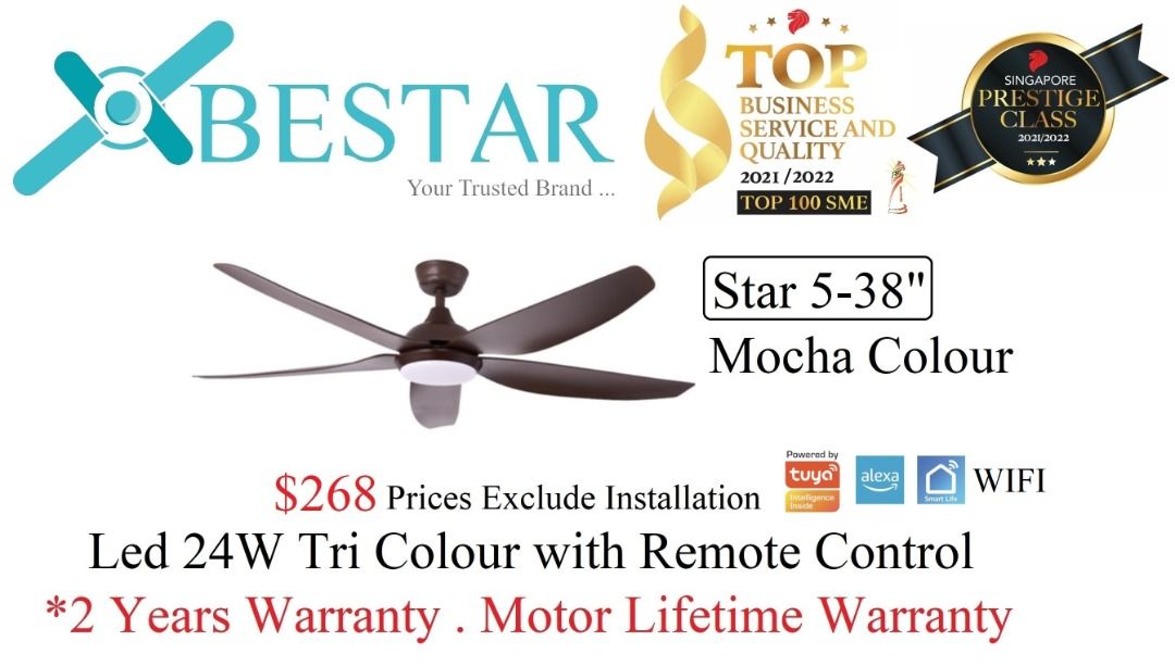 Bestar Star5 DC WIFI Ceiling Fan/38",48"&58"/WIFI Ceiling Fan/DC Fan/5 ...