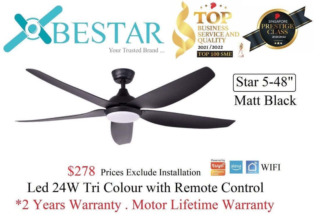 Bestar Star5 DC WIFI Ceiling Fan/38",48"&58"/WIFI Ceiling Fan/DC Fan/5 ...