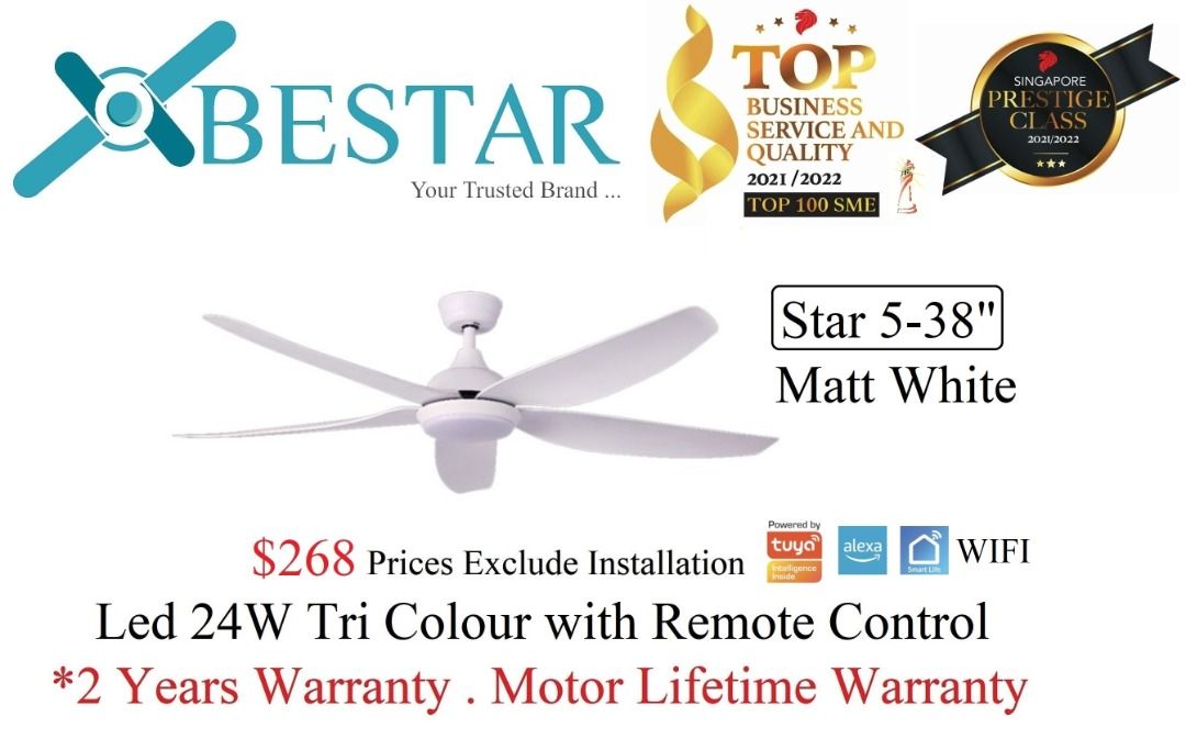 Bestar Star5 DC WIFI Ceiling Fan/38",48"&58"/WIFI Ceiling Fan/DC Fan/5 ...