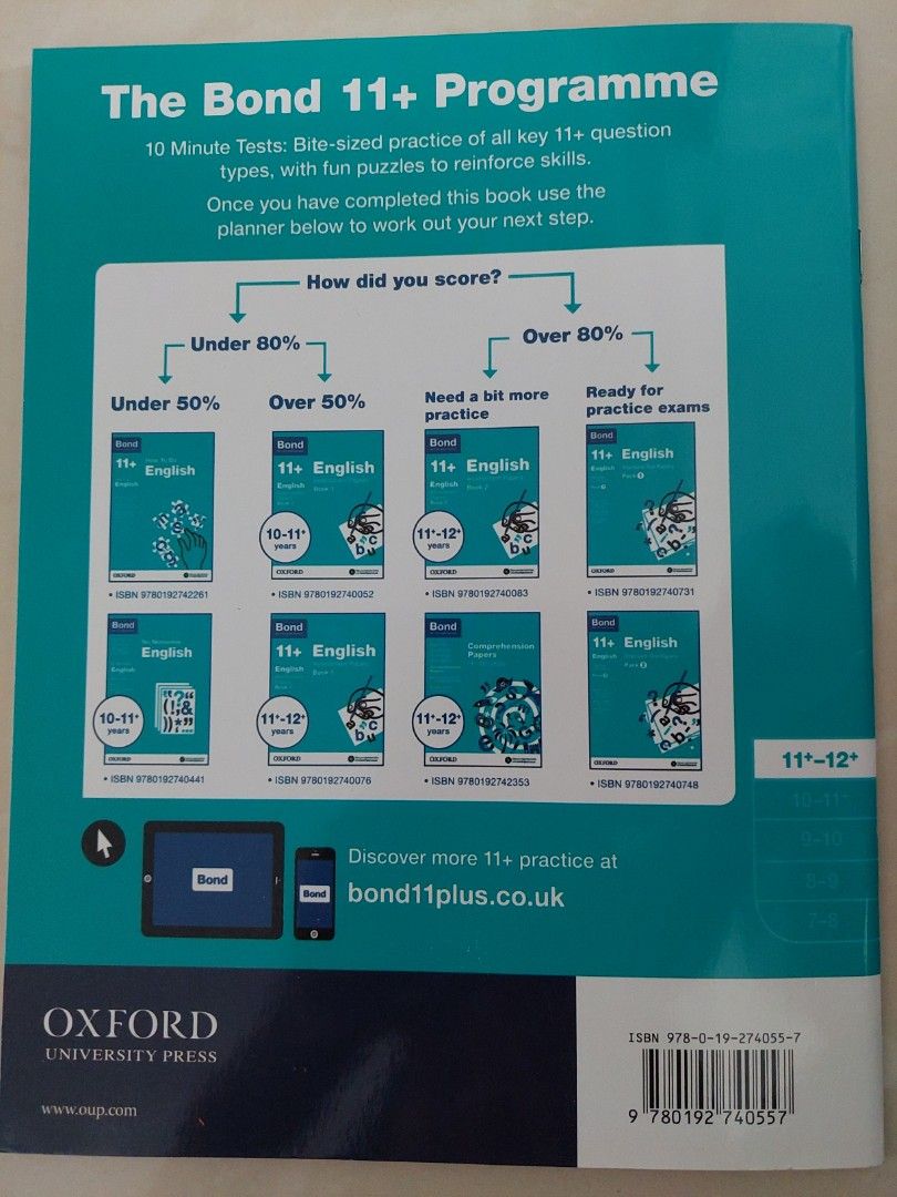 Bond english 10 miniute test excercise book, Everything Else on Carousell