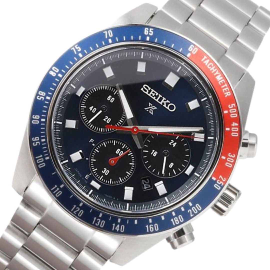 Brand New Seiko Solar Powered Speedtimer Pepsi Bezel Blue Dial ...