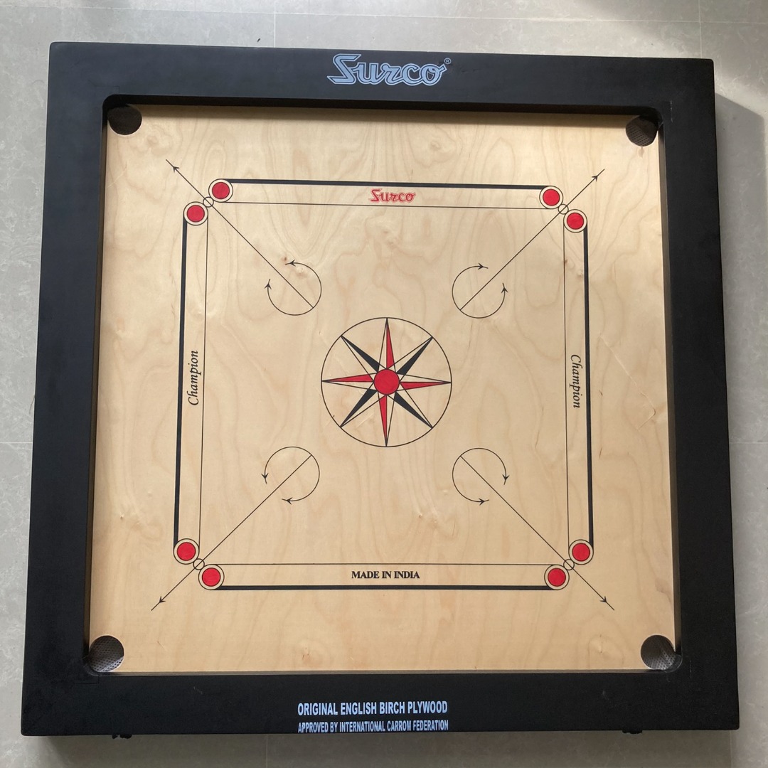 Championship Surco Full size Carrom Board with high quality coins and 2 ...