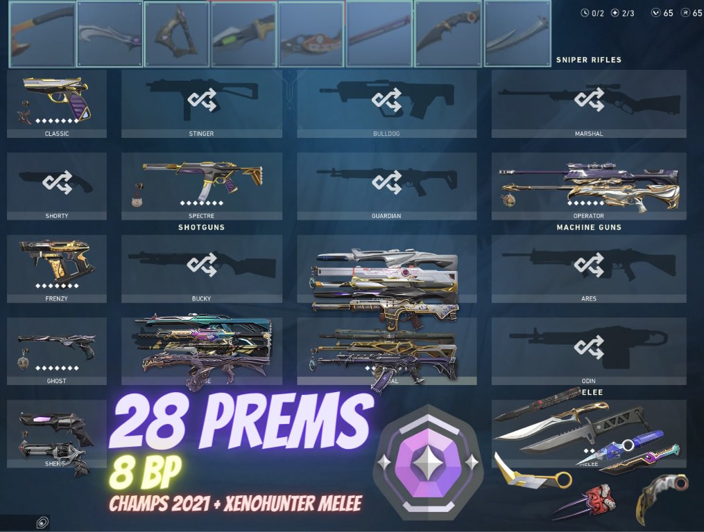 CHAMPS 2021 BUNDLE + XENOHUNTER KNIFE 28 PREMIUMS CHEAP VALORANT ...