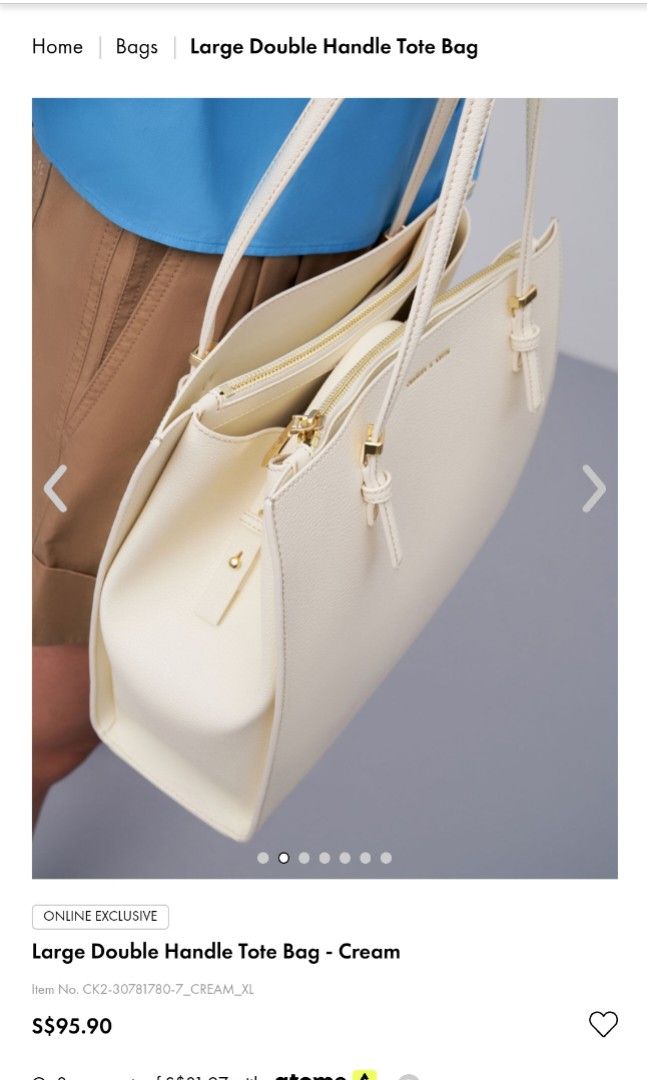 Charles and Keith Large Double Handle Tote Bag, Women's Fashion, Bags ...