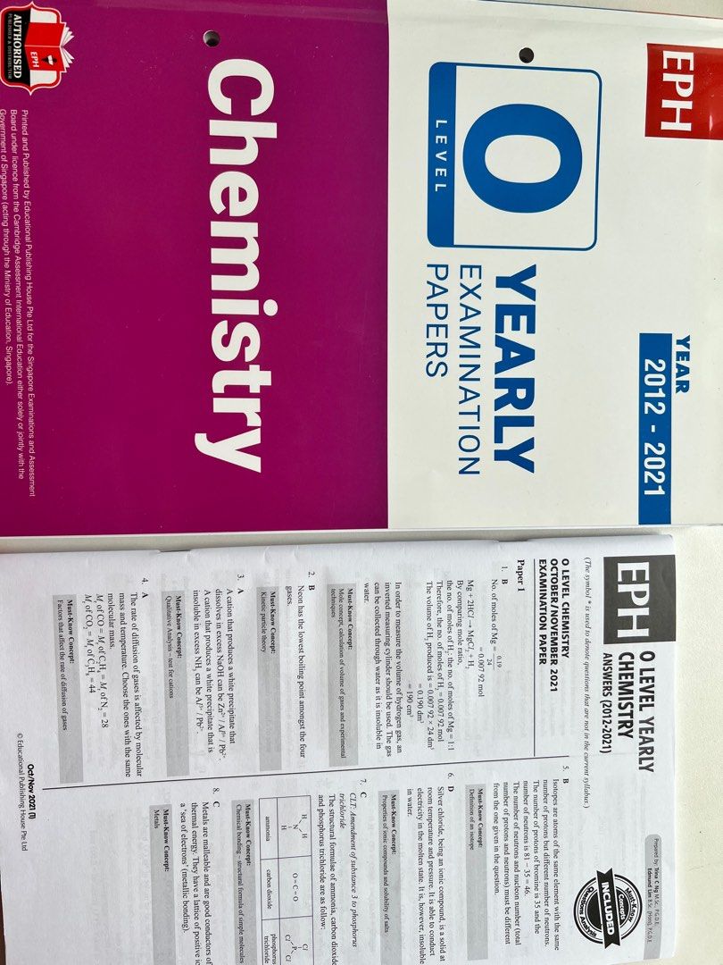 Chemistry O-Level Yearly Ten Years Series Edition + FREE PDF ANSWERS BY ...