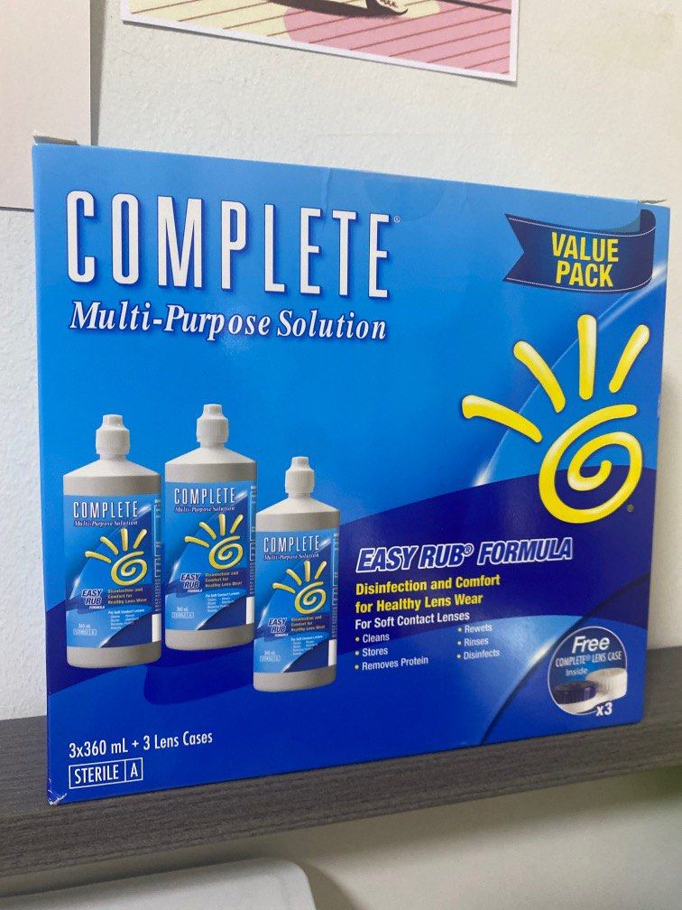 Complete contact lens solution 360ml x 3, Beauty & Personal Care, Vision Care on Carousell
