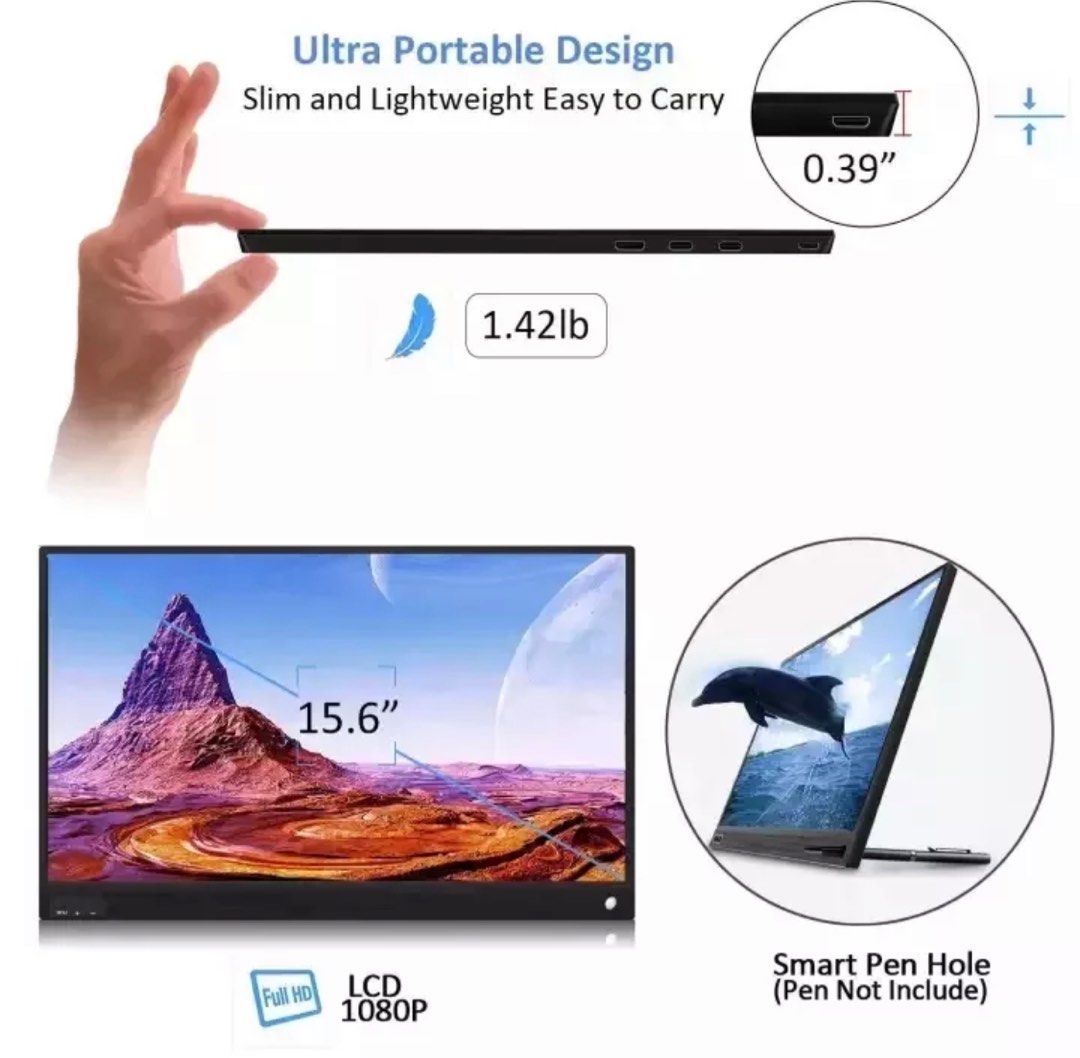 Cotin Portable Monitor Touchscreen Battery, Computers & Tech, Parts ...