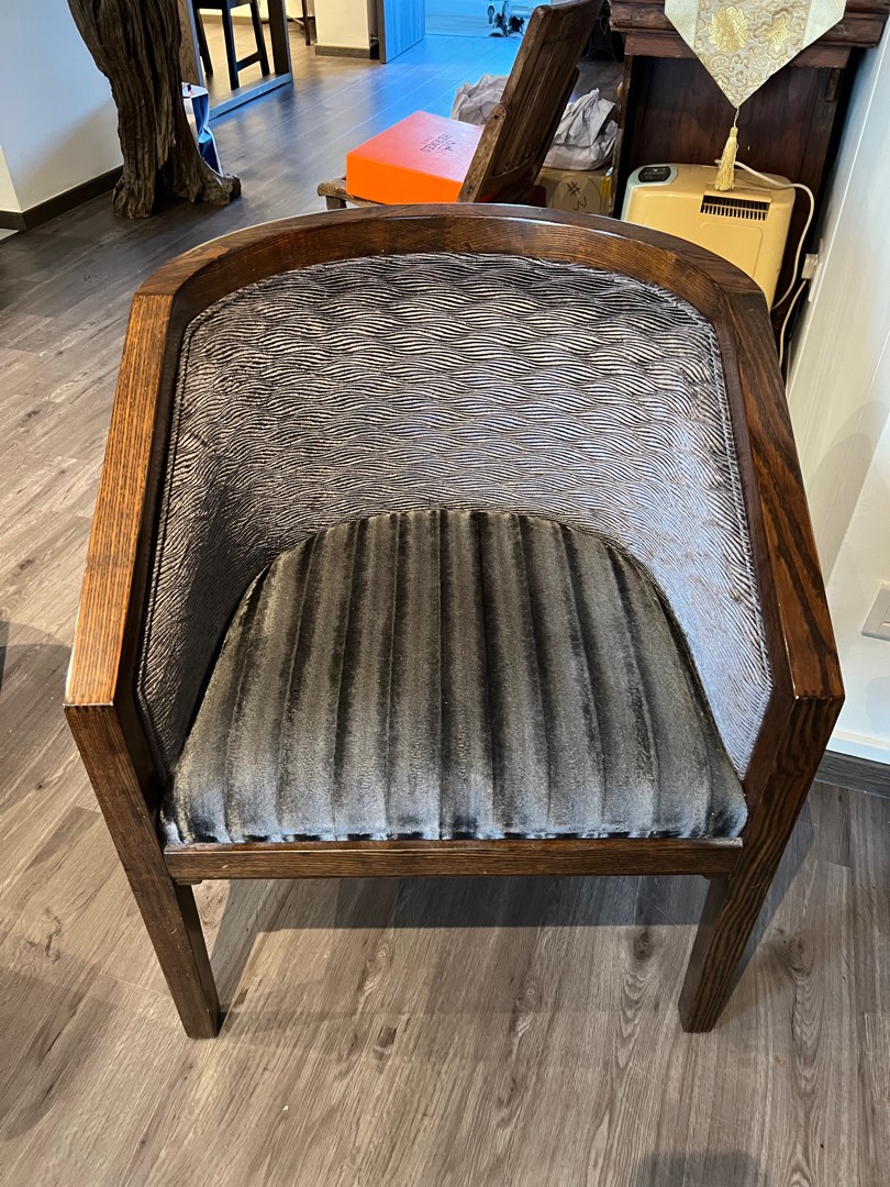 Custom Wooden Chair with Fabric Upholstery, Furniture & Home Living ...