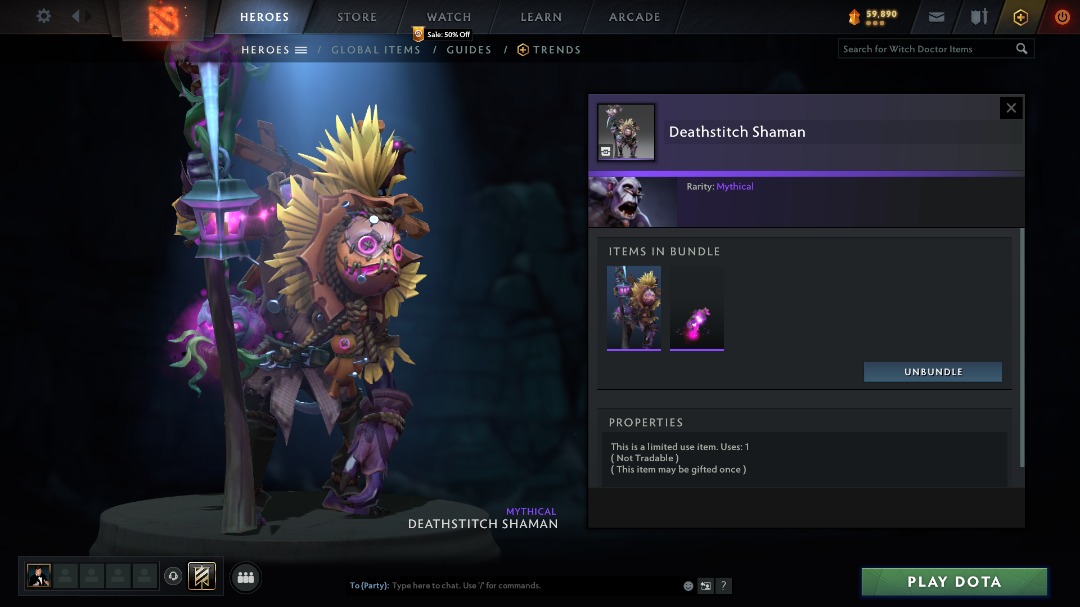 Dota 2 Deathstitch Shaman Diretide 2022 Collector's Cache, Video Gaming ...