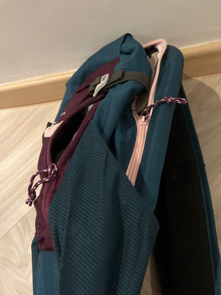 Decathlon 20L school backpack and camping backpack maroon and blue, Men ...