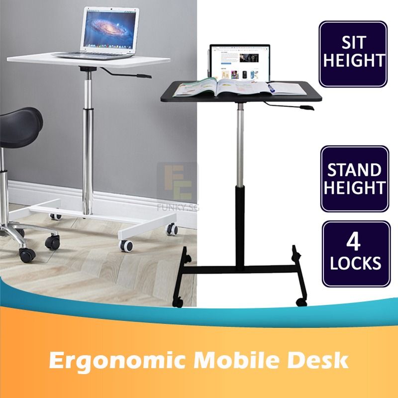 Ergonomic Mobile Desk/ Height Adjustable Sit-Stand Desk with Gas Lift ...