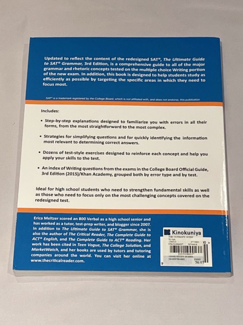 Erica Meltzer SAT Grammar The Ultimate Guide to the SAT Third Edition ...