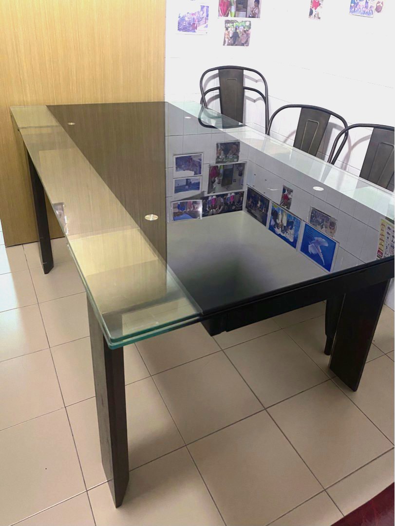 Extendable Dining Table (10 Seater) Tempered Glass, Furniture & Home ...