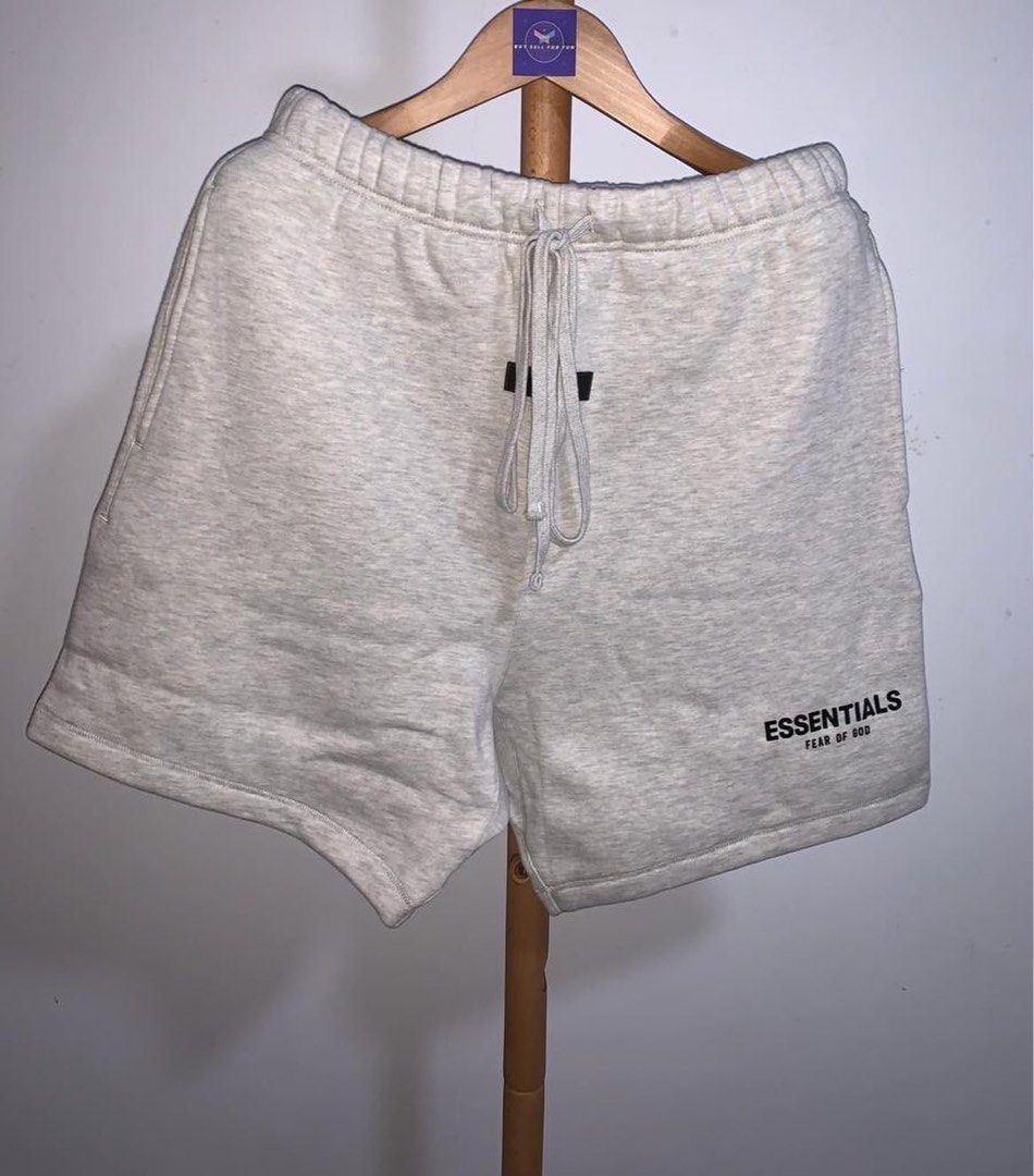 FEAR OF GOD ESSENTIALS LIGHT OATMEAL GREY SHORTS, Men's Fashion ...