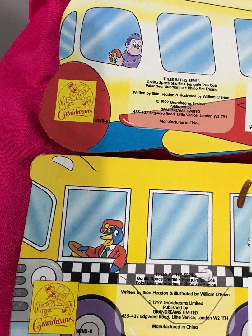 Gorilla Space Shuttle Penguin Taxi Cab vintage Window Board Books ...