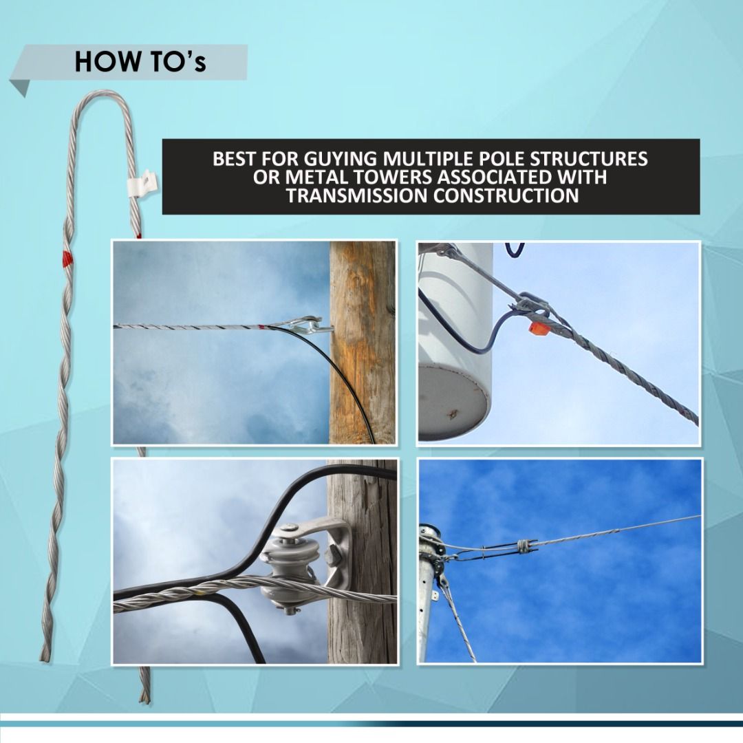 GUY-GRIP GALVANIZED STEEL 3/16 RED, PREFORMED GUY GRIP DEAD END, POWER ...